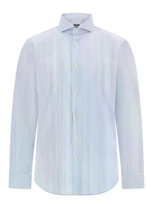 Boggi Milano Naples-collar Striped-pattern Shirt - Blue