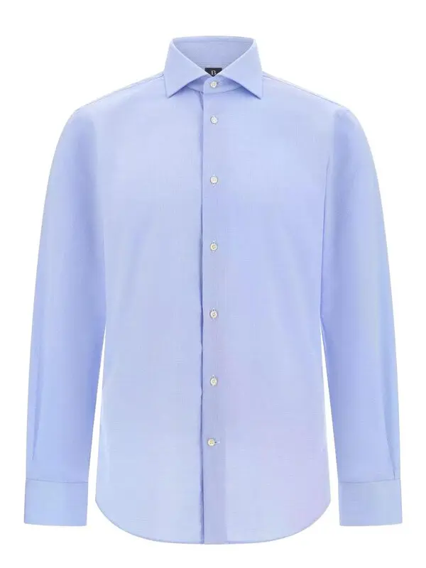 Boggi Milano Plain Cotton Shirt - Blue