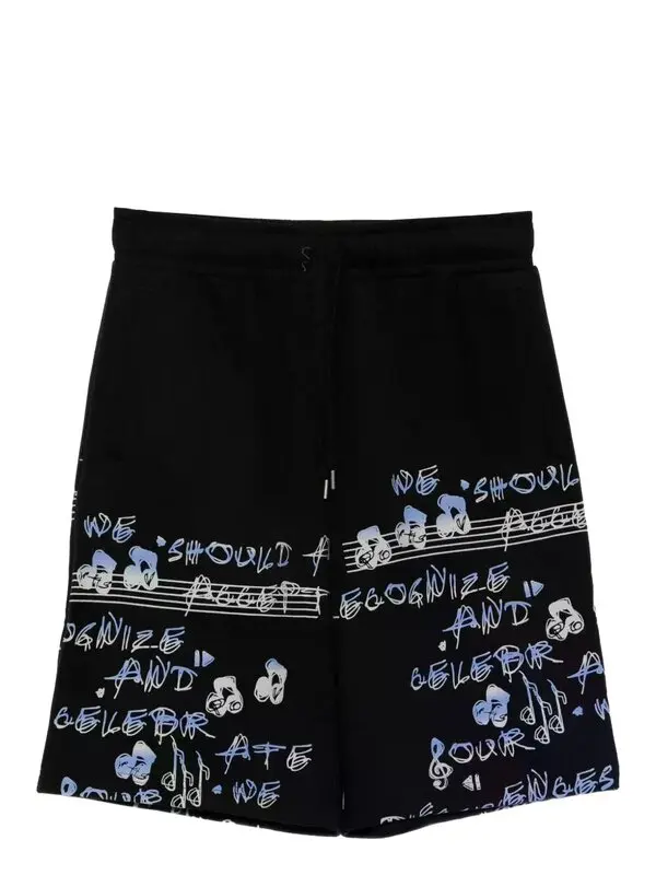 PORTS V Printed Track Shorts - Black