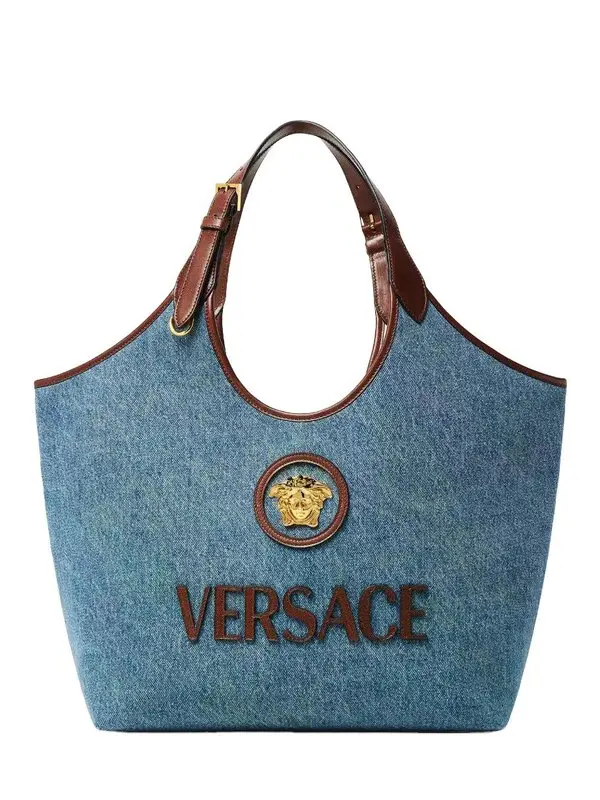 Versace Logo-appliqué Tote Bag - Blue