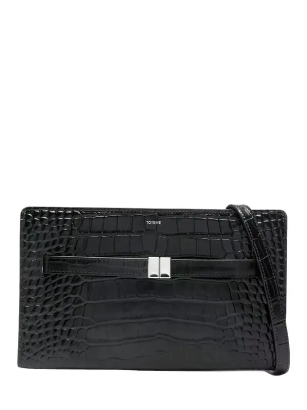TOTEME Belted Crocodile-embossed Cross Body Bag - Black