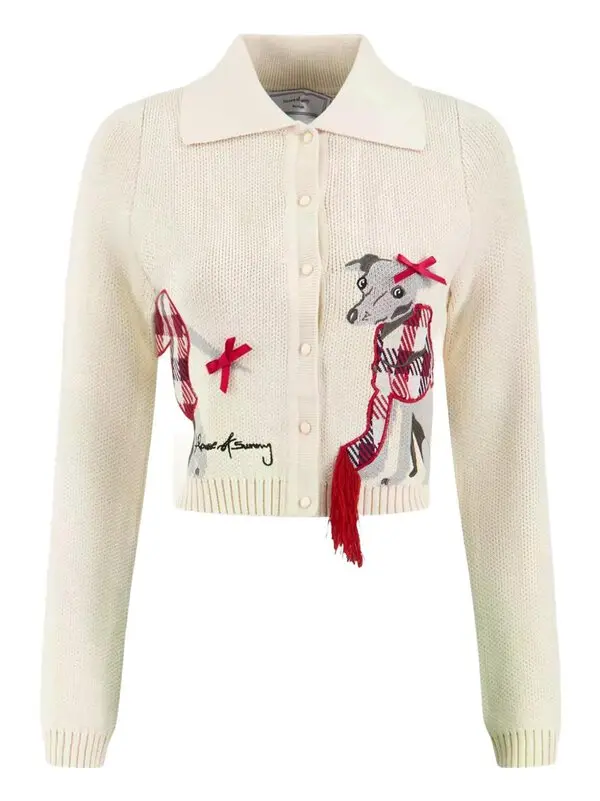 HOUSE OF SUNNY Dog-design Embroidered Cardigan - White