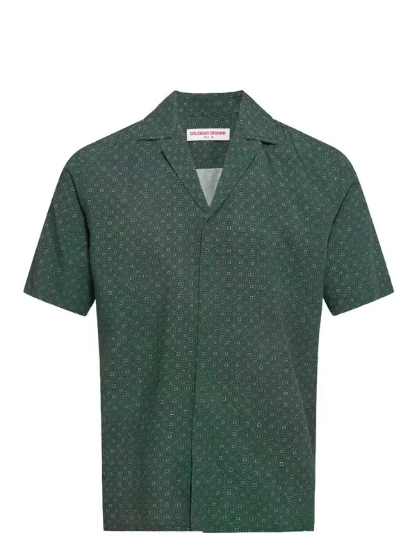 Orlebar Brown Maitan Solstice Geometric-print Shirt - Green