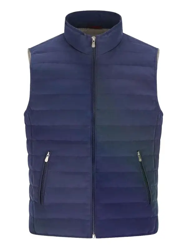 Brunello Cucinelli Quilted High-collar Gilet - Blue