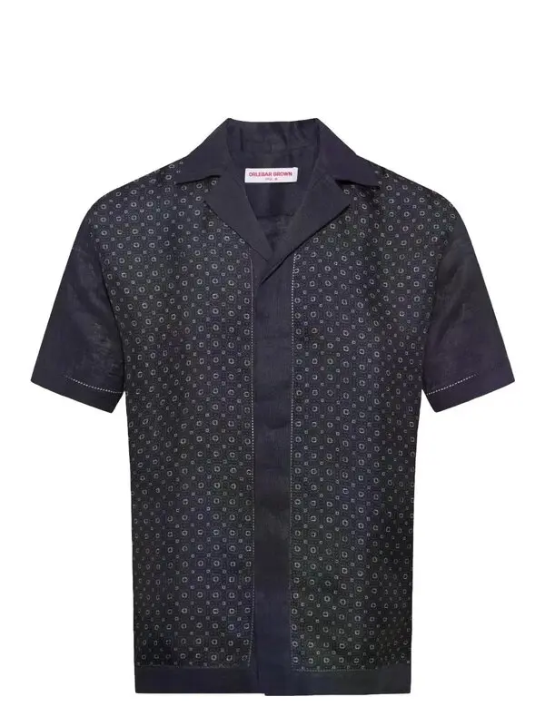 Orlebar Brown Maitan Geometric-print Shirt - Blue