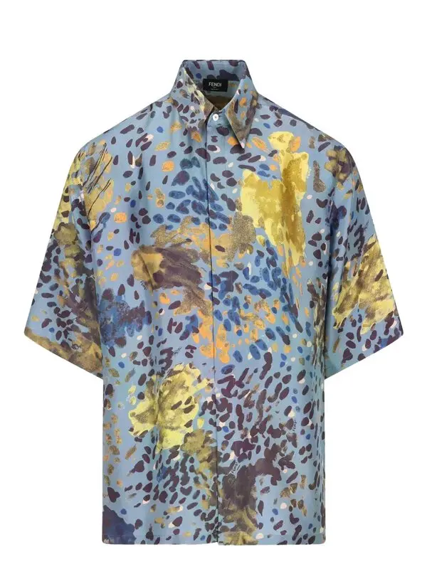 Fendi Falena-print Short-sleeve Shirt - Blue