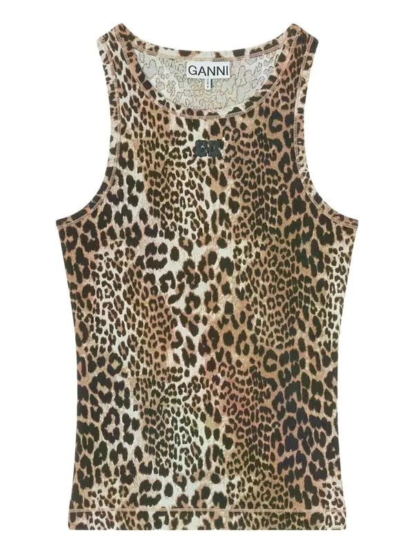 GANNI Leopard-print Tank Top - Brown