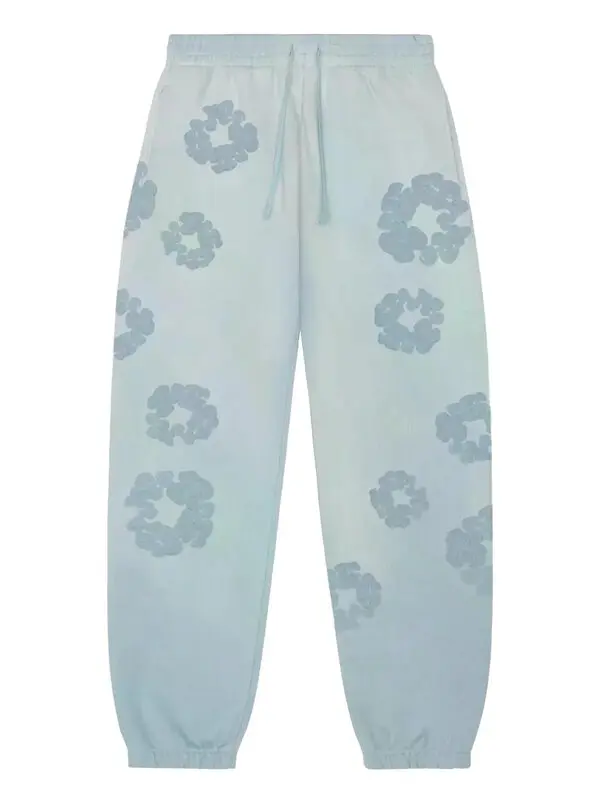 DENIM TEARS Flower-embellished Track Pants - Blue