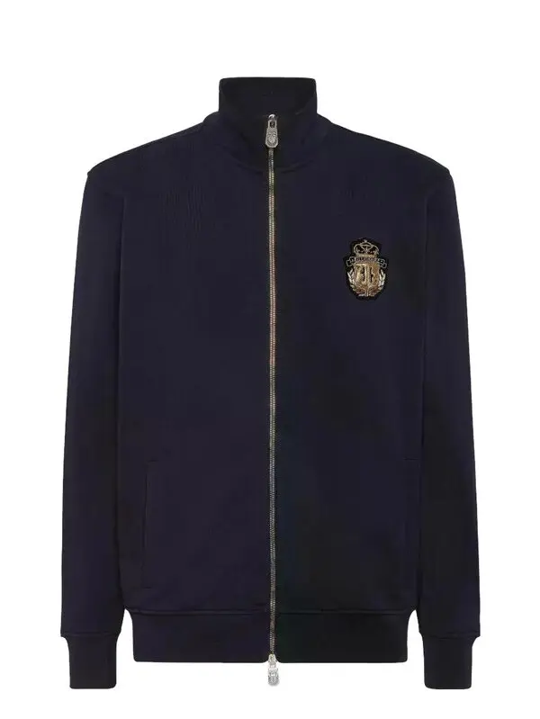 BILLIONAIRE Logo-patch Zip-up Sweatshirt - Blue