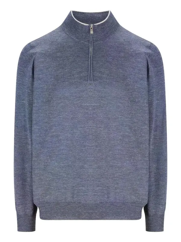 Brunello Cucinelli Zip-up High-neck Sweater - Blue