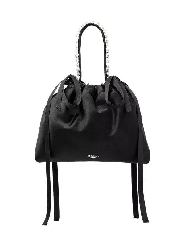 JIMMY CHOO Crystal-embellished Bucket Bag - Black