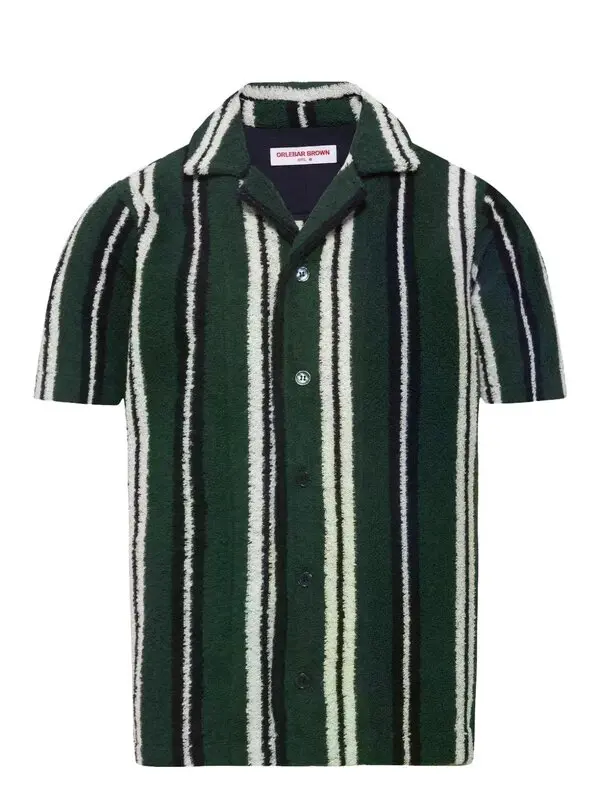 Orlebar Brown Griffith Striped Towelling Shirt - Green