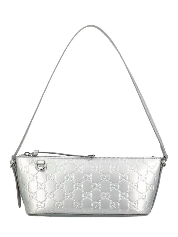 Gucci Small Gg Emblem Shoulder Bag - Silver