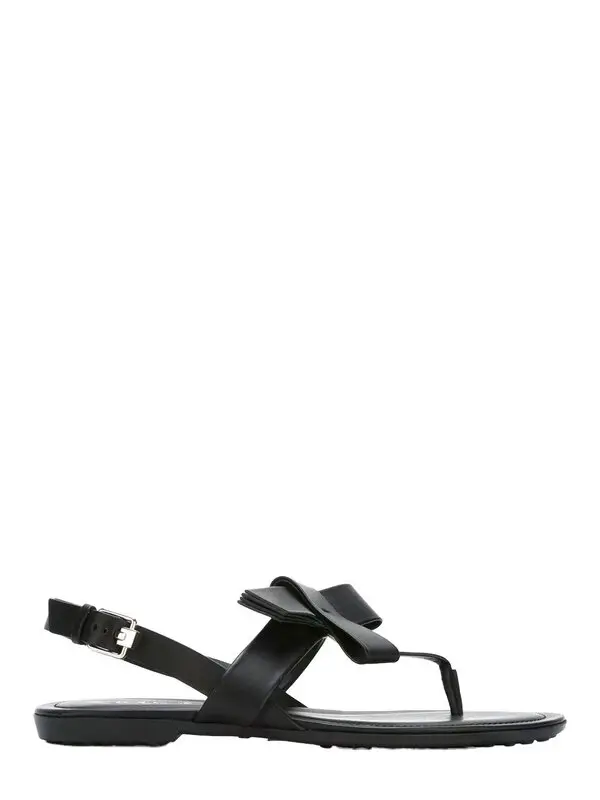 TOD'S Bow T-bar Sandals - Black