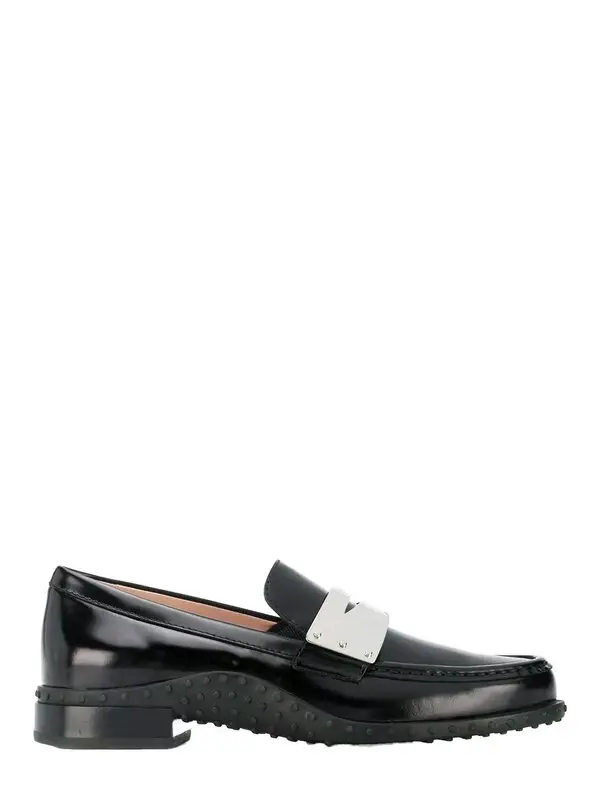TOD'S Contrast Penny Bar Loafers - Black