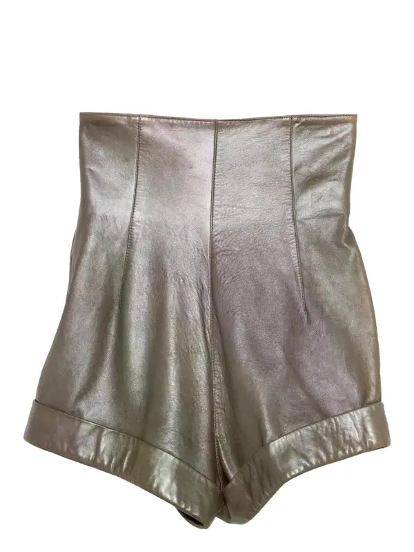 ROMEO GIGLI 1990s Leather Shorts - Green