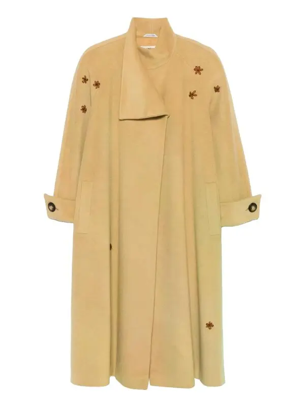 A.N.G.E.L.O. VINTAGE CULT Floral Appliquéd Wool Coat - Yellow