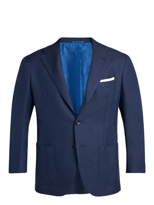 Kiton Micro-herringbone Single-breasted Sport Coat - Navy