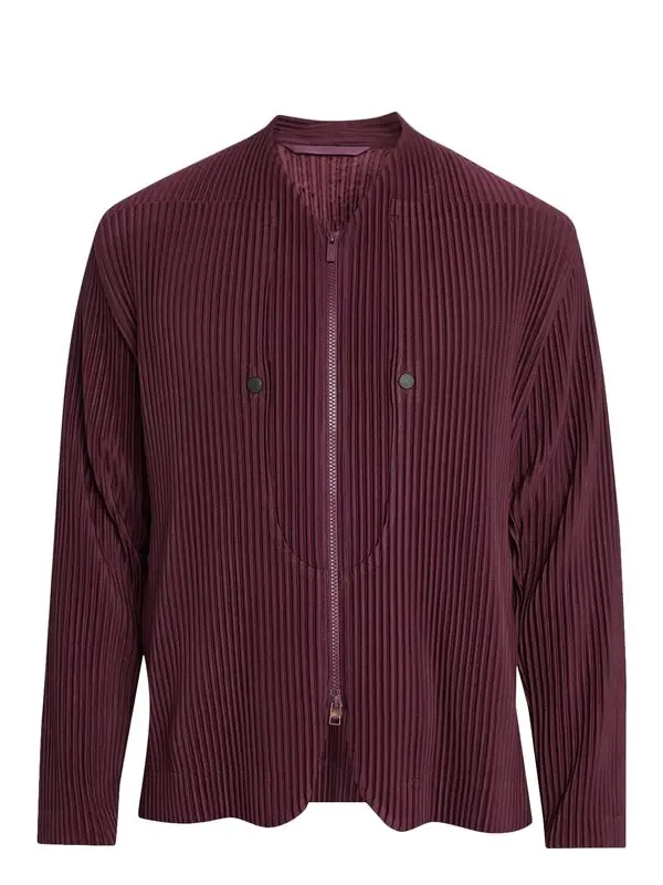 Issey Miyake Pleated Full-zip Jacket - Wine Pu