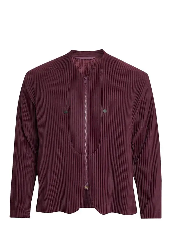 Issey Miyake Pleated Full-zip Jacket - Wine