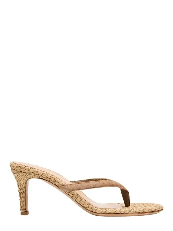 GIANVITO ROSSI 70mm Calypso Suede And Raffia Heeled Sandals - Camel