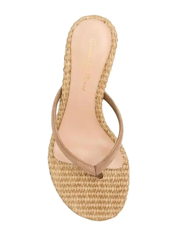 GIANVITO ROSSI 70mm Calypso Suede And Raffia Heeled Sandals - Camel