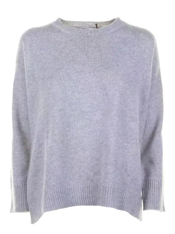 KANGRA Ribbed Knit Crewneck Sweater - Grey