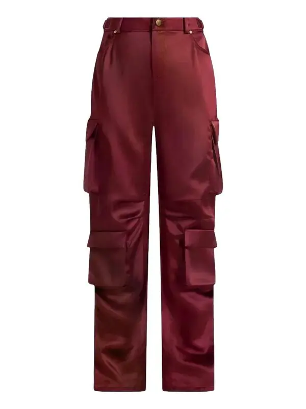 Manière De Voir High-waisted Satin Cargo Pants - Red