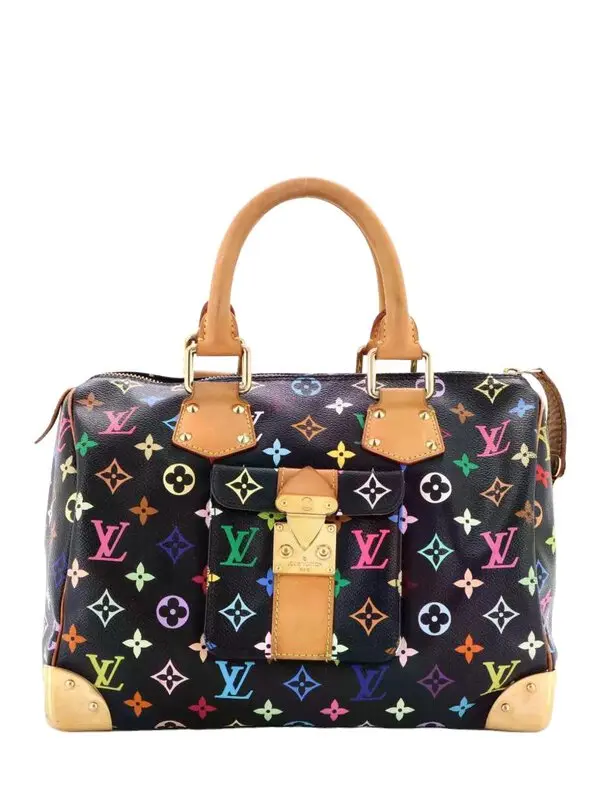 LOUIS VUITTON Speedy Handbag Monogram Multicolor 30 Satchel - Black