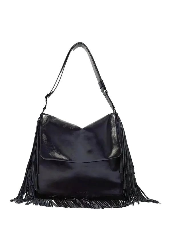 ORTIGNI Fringe Shoulder Bag - Black