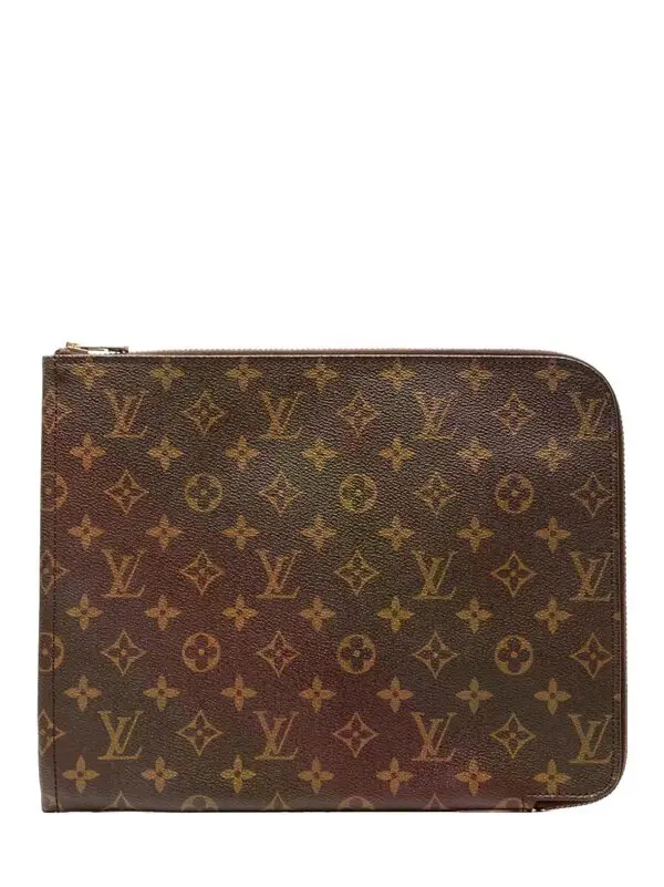LOUIS VUITTON 1985 Monogram Poche Documents Portfolio 30 Clutch - Brown