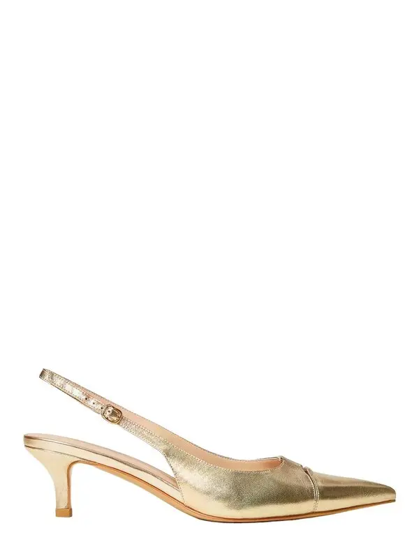 TWINSET 50mm Leather Slingback Pumps - Gold