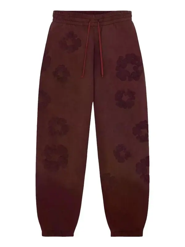 DENIM TEARS Flower-embellishment Track Pants - Brown