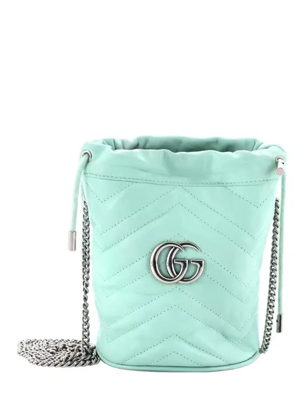 Gucci Gg Marmont Matelassé Leather Mini Bucket Bag - Green