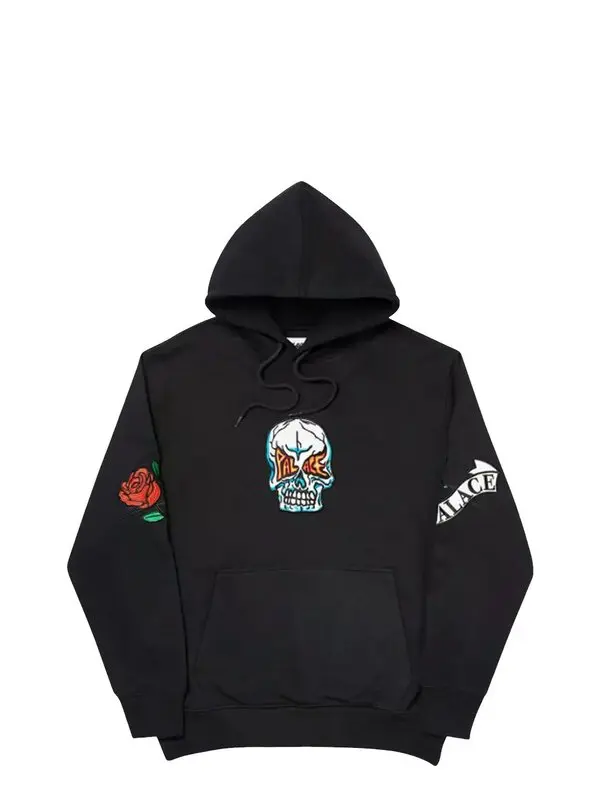 PALACE Rose-embroidered Hoodie - Black