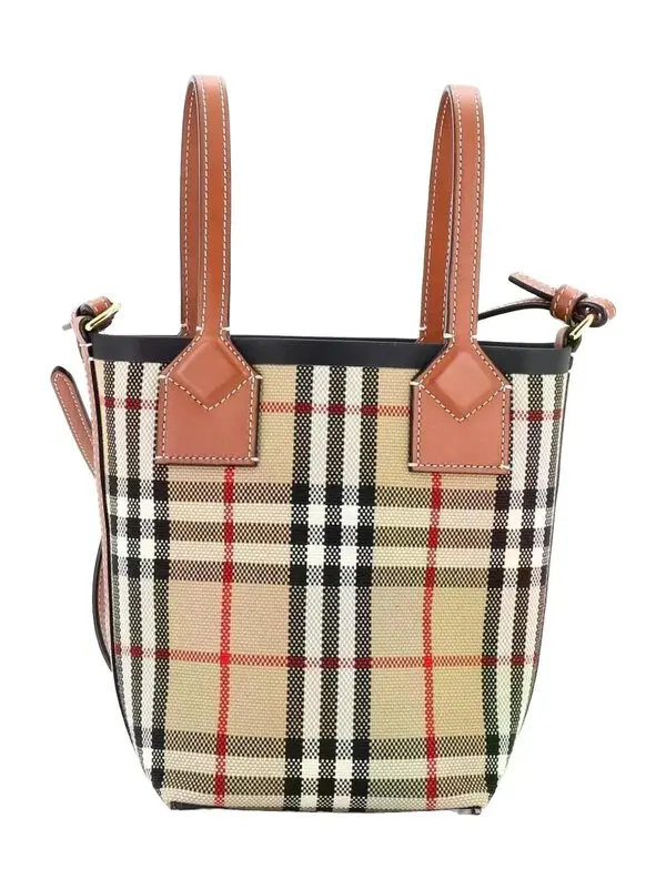 Burberry London Vintage Check Canvas Mini Bucket Bag - Brown