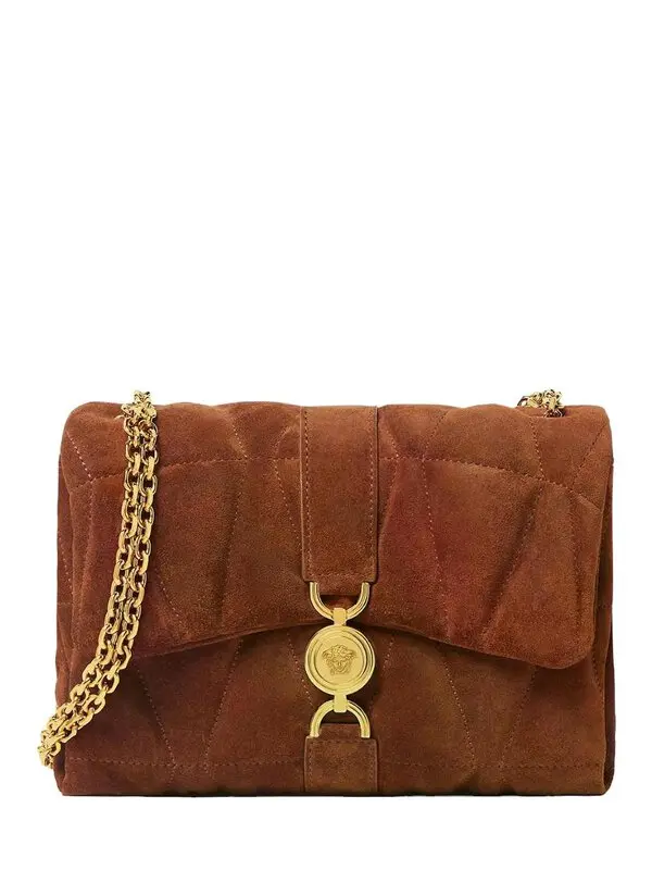 Versace Quilted Chain Crossbody Bag - Brown