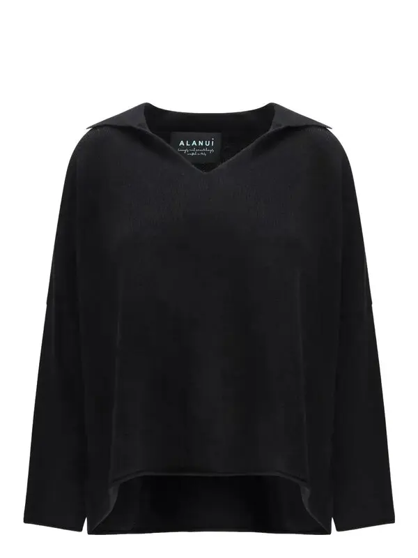 Alanui V-neck Long Sleeve Sweater - Black