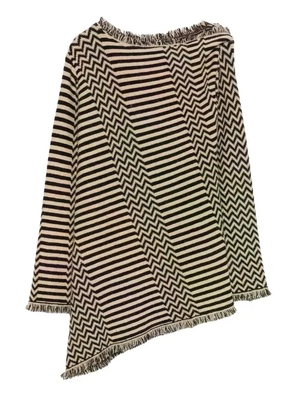 Gianfranco Ferre 1990s Striped Fringed Sweater - Brown