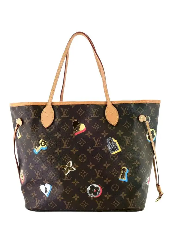 LOUIS VUITTON Neverfull Nm Limited Edition Love Lock Monogram Canvas Mm Tote Bag - Brown
