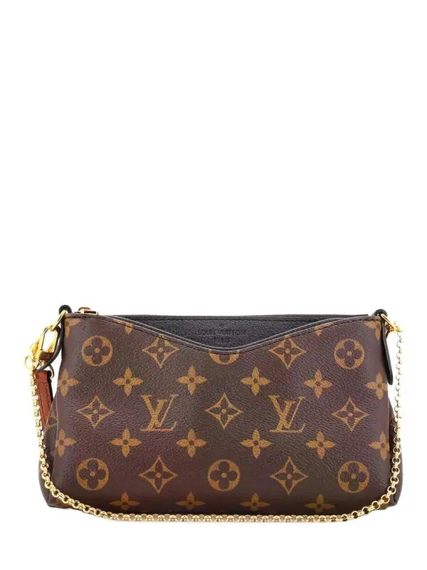 LOUIS VUITTON Pallas Monogram Canvas And Leather Clutch Bag - Black