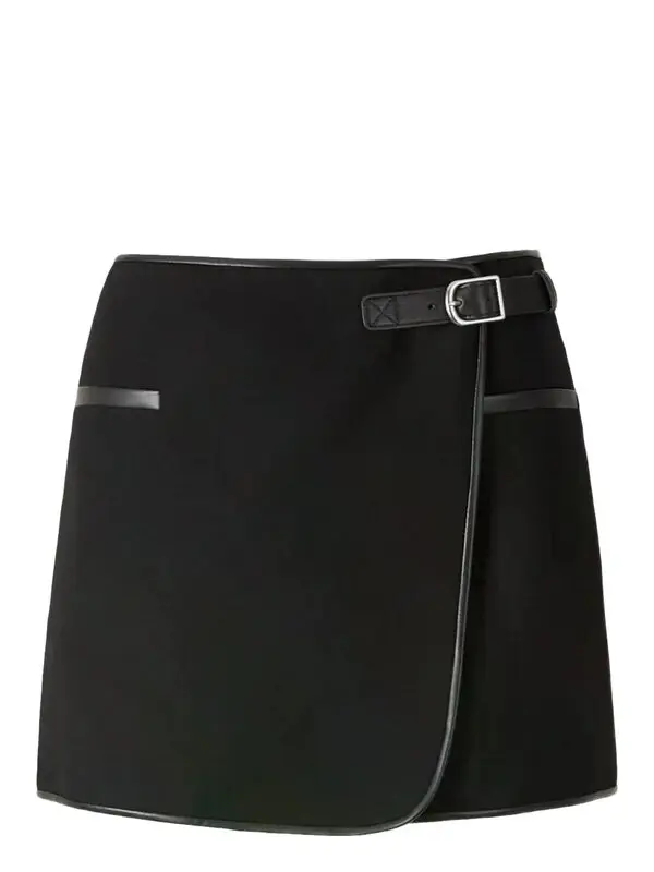 Simkhai Buckle Trimmed Wrap Skirt - Black