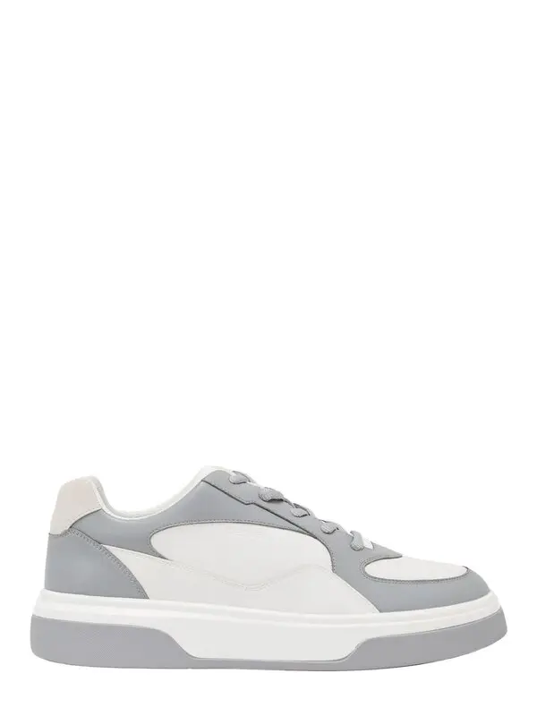 REISS Bonded-leather Chunky Sole Trainers - Dusty Blue/white