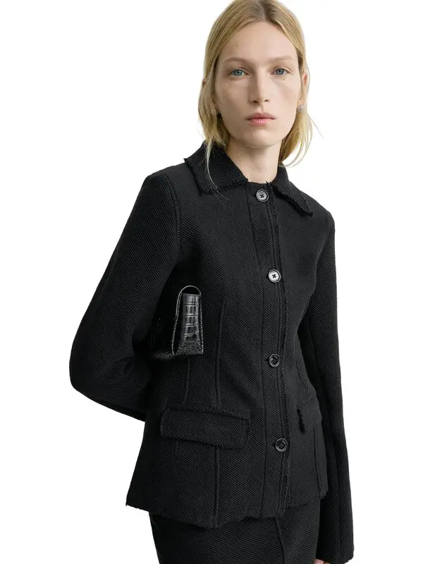 TOTEME Raw Hem Cotton Jacket - Black