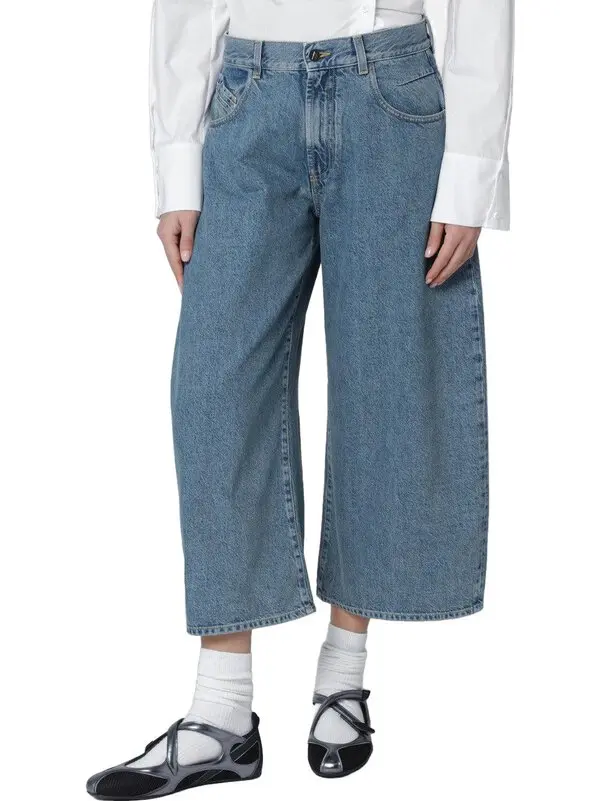 Attico Cropped Cotton Denim Jeans - Blue
