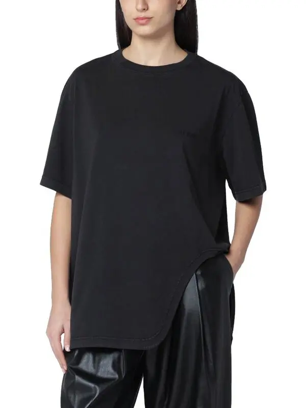 Attico Washed T-shirt With Shaped Hem - Black
