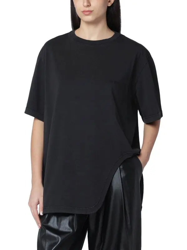 Attico Washed T-shirt With Shaped Hem - Black