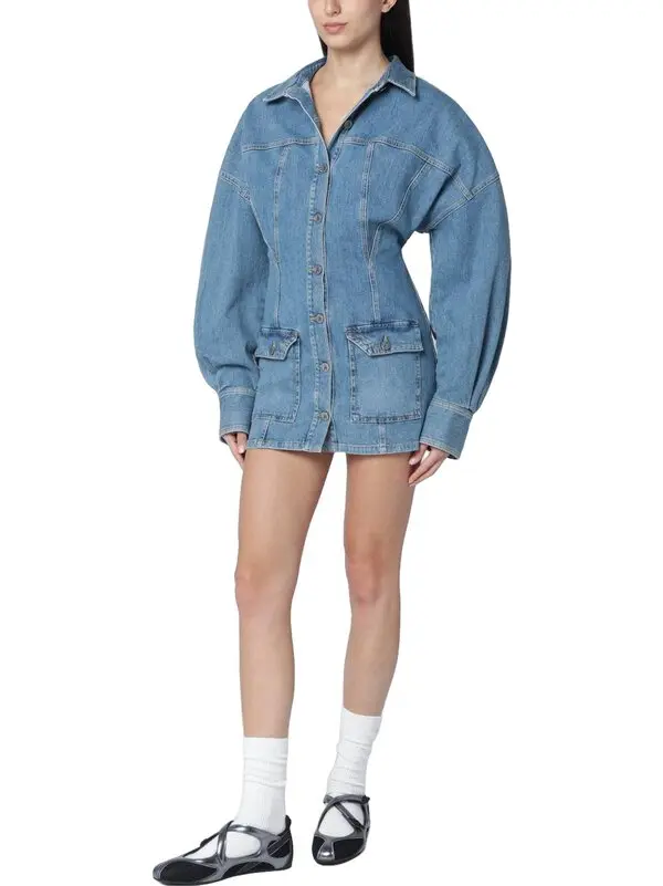 Attico Denim Shirt Mini Dress - Blue