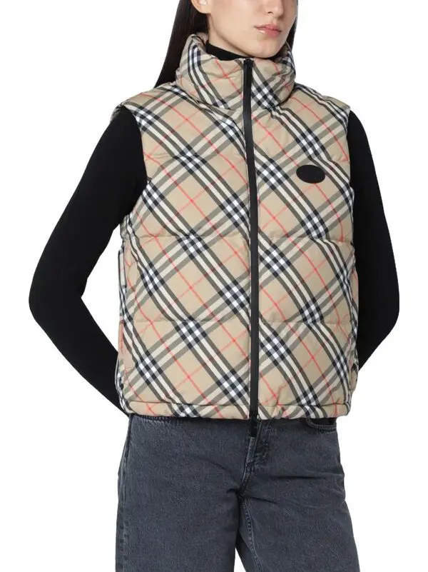 Burberry Check-pattern Padded Gilet - Beige