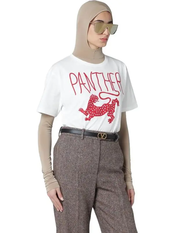 Valentino Garavani T-shirt With Panther Print - White